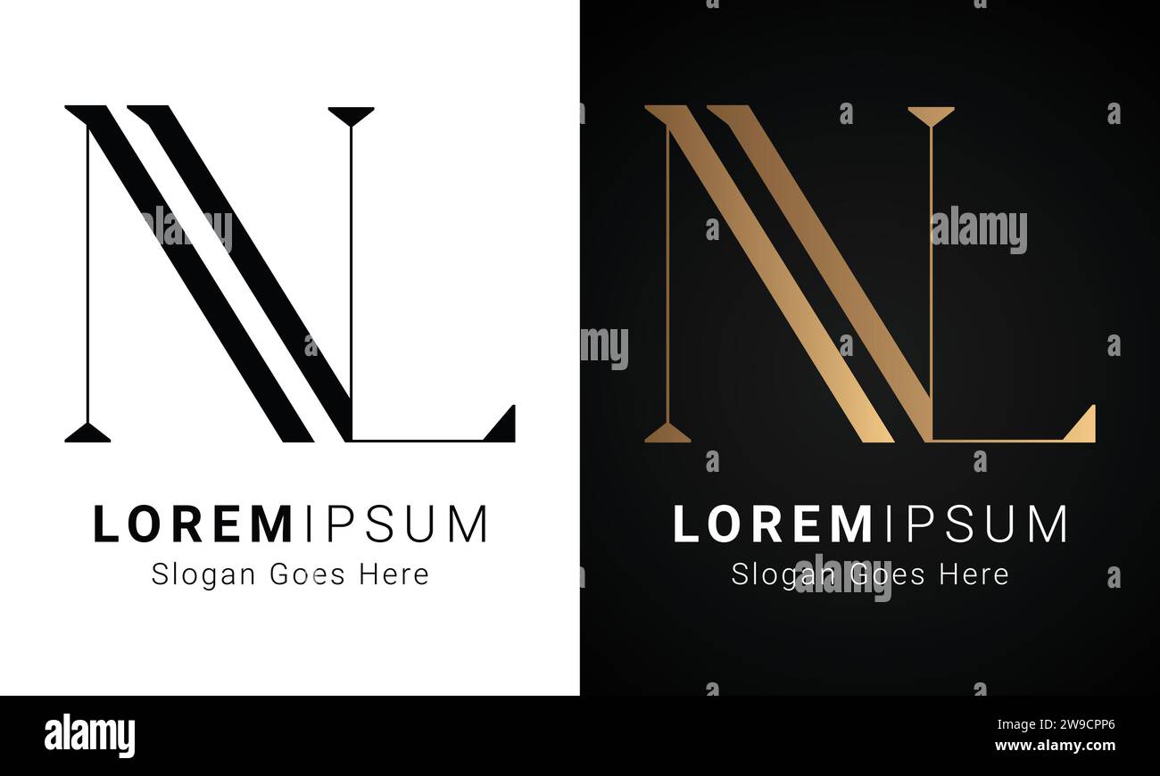 Luxury Initial NL or LN Monogram Text Letter Logo Design Stock Vector ...