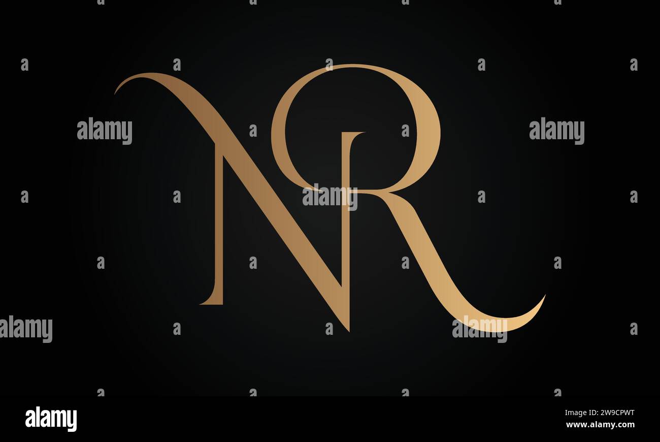 Luxury Initial NR or RN Monogram Text Letter Logo Design Stock Vector ...