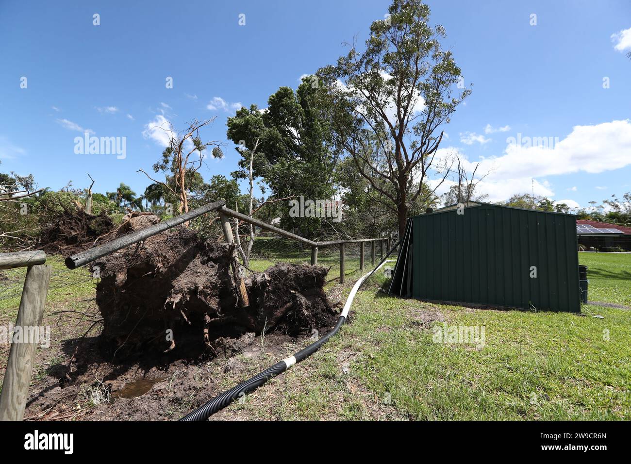 Gold Coast, Australia. 27th Dec, 2023. Storm damage is seen in Oxenford ...