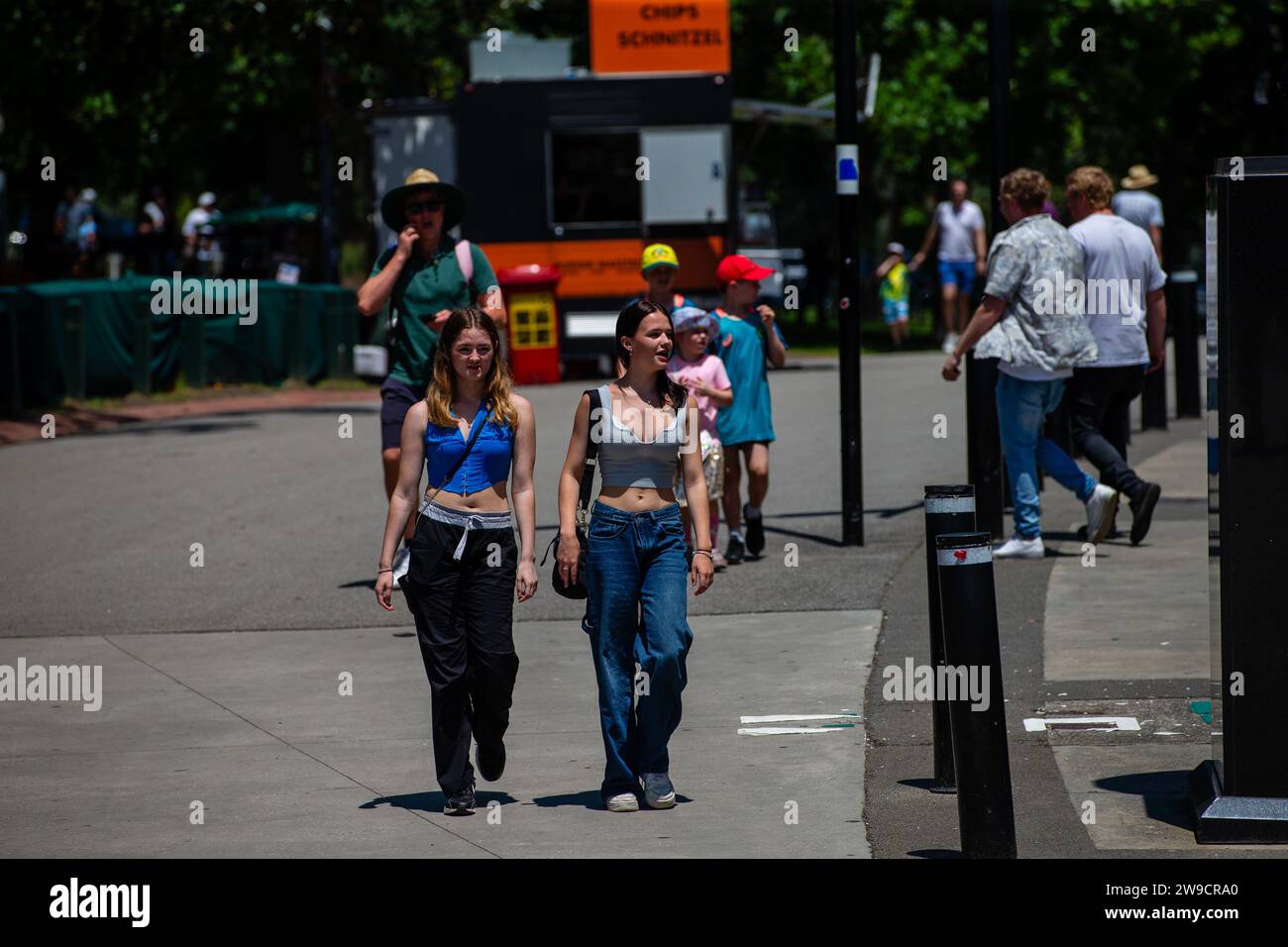 Melbourne, Australia, 27 December, 2023. Young female cricket fans are ...