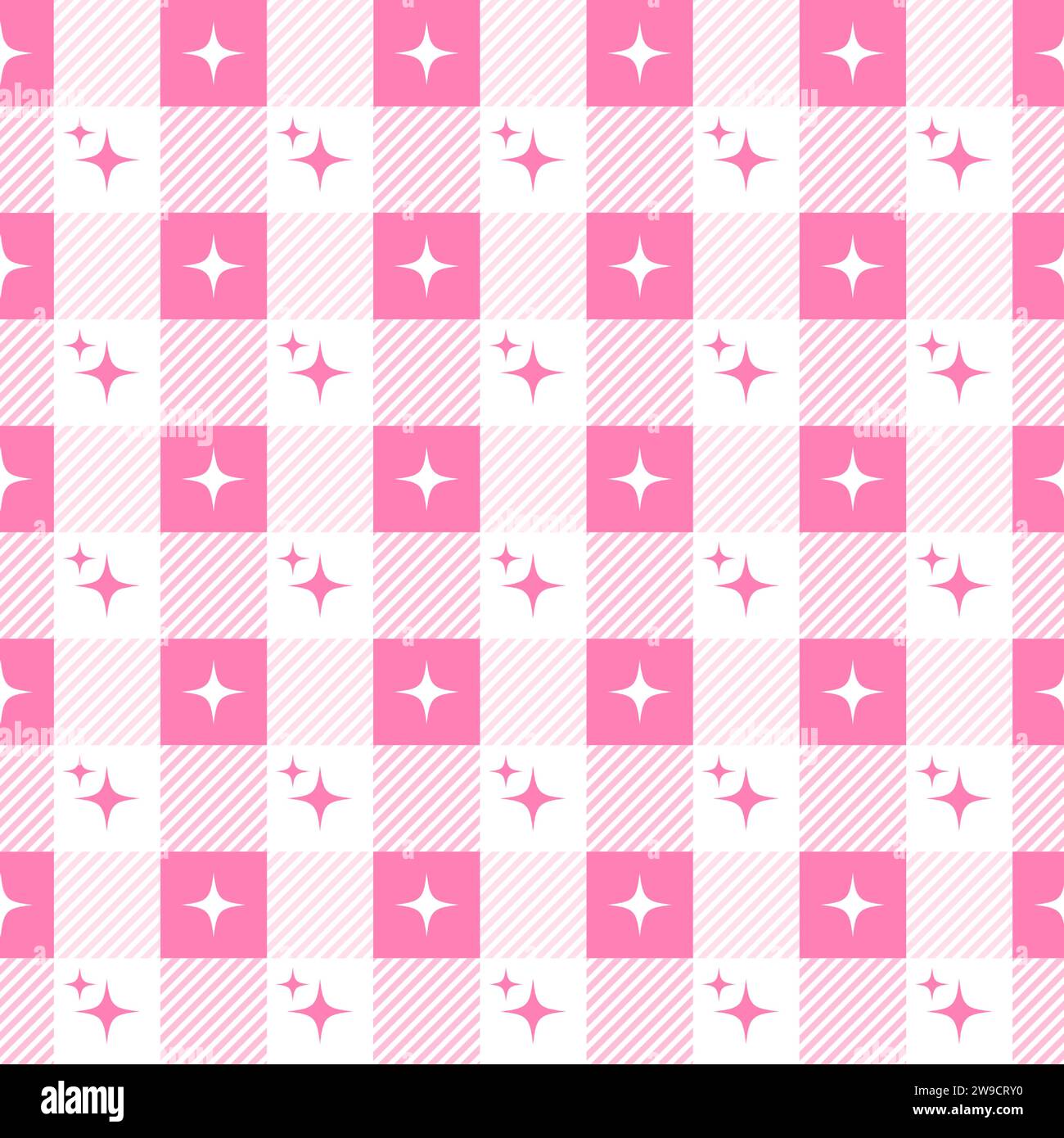 Y2k seamless pattern with sparkles. Geometric checkered vichy ...