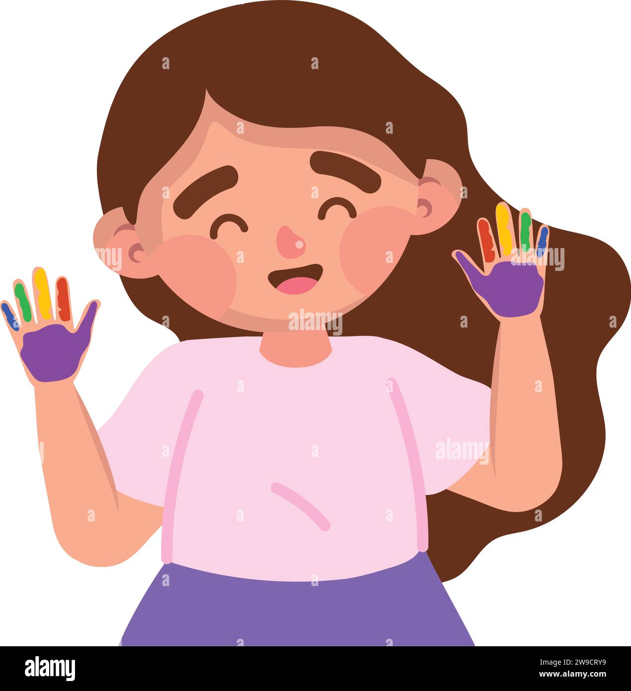 autism girl with painting hands Stock Vector Image & Art - Alamy