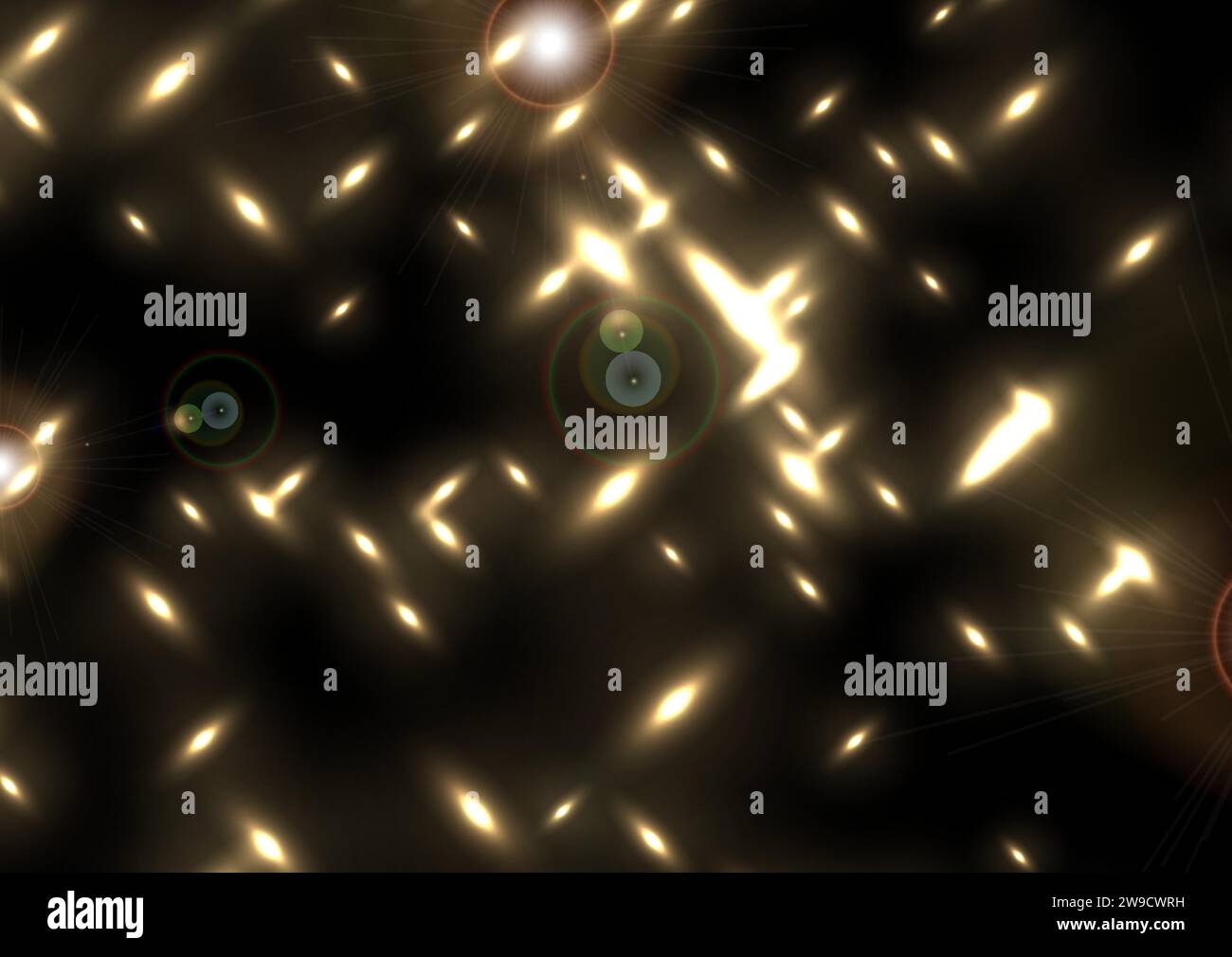 Golden glowing sparkling flickering light abstract background with lens flares. Vector design ...