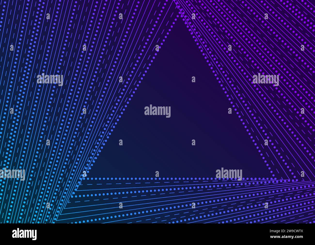 Triangular dotted lines abstract tech blue purple glowing background ...