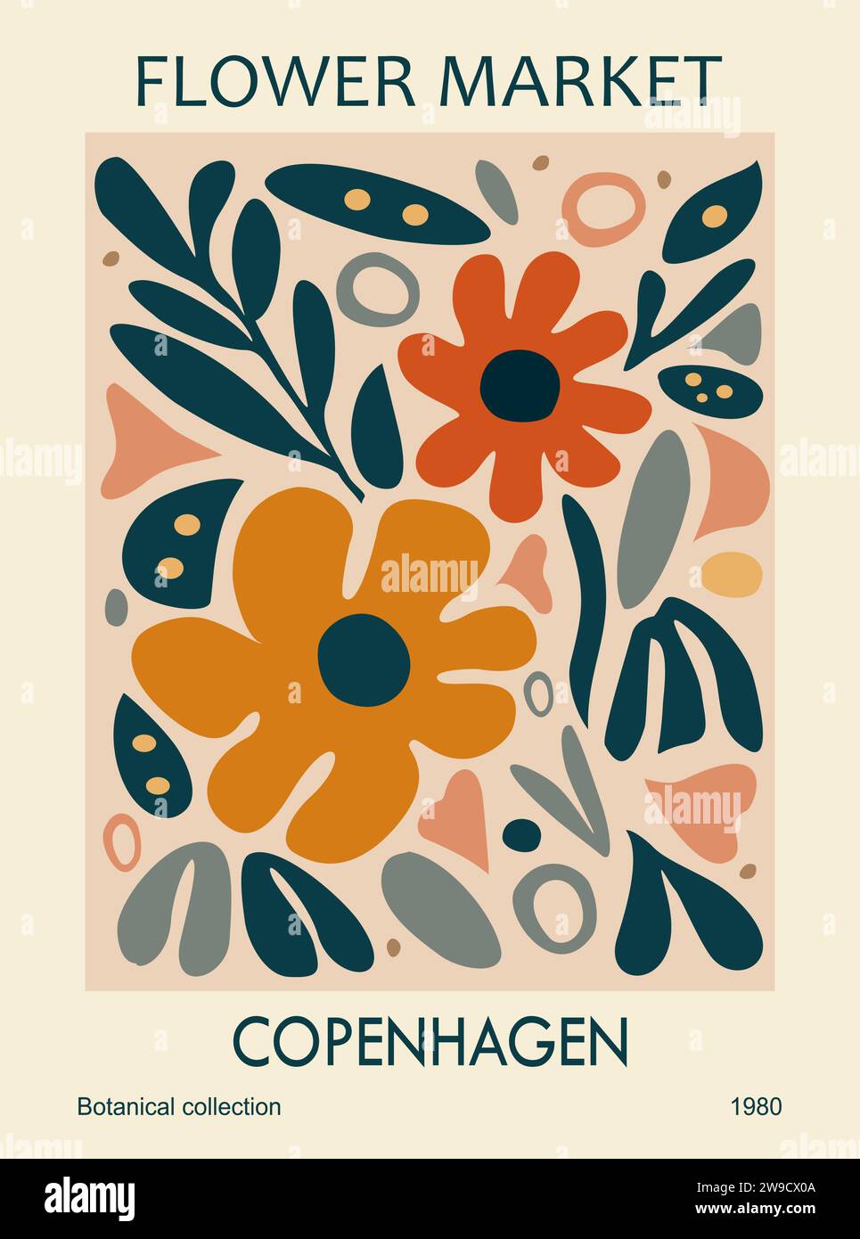 Flower Market Copenhagen poster vector art print Stock Vector Image ...
