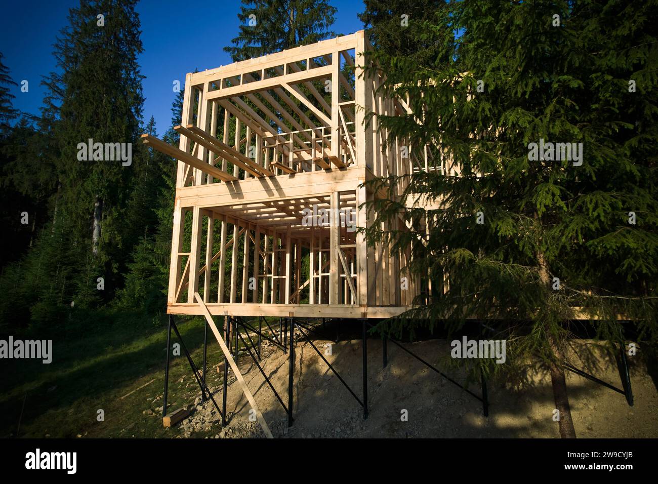Drone's vantage point offers view of two-storey wooden-framed domicile ...