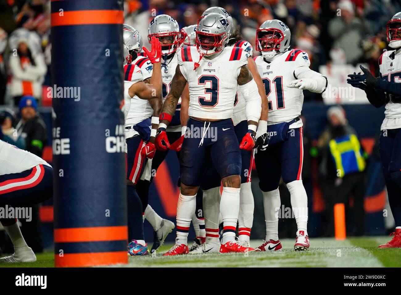 New England Patriots linebacker Mack Wilson Sr. (3) in the first half of an NFL football game in ...