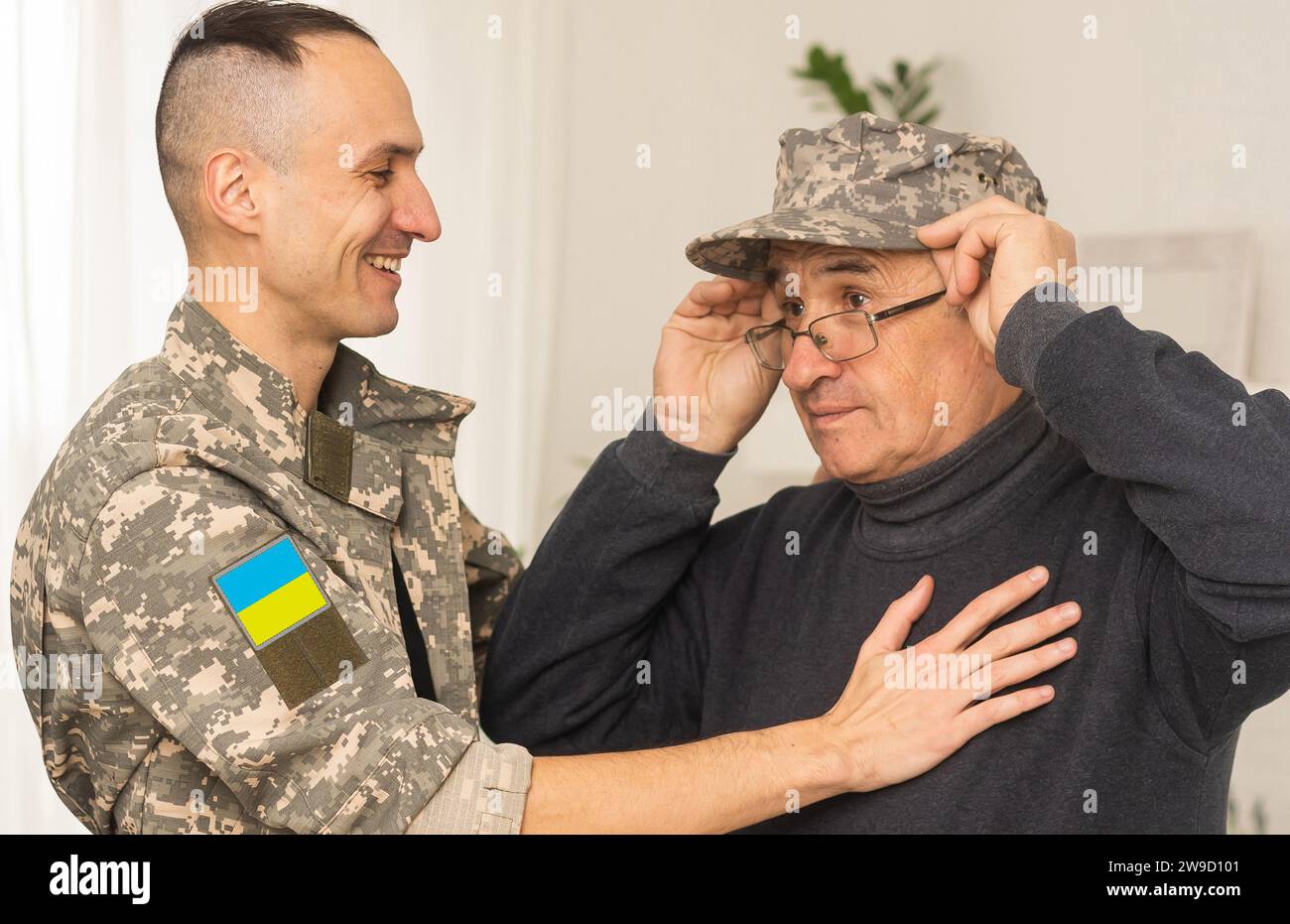 Ukrainian military man with his father Stock Photo - Alamy