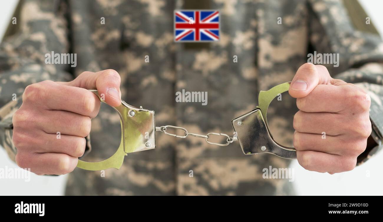 British military soldier with handcuffs Stock Photo - Alamy