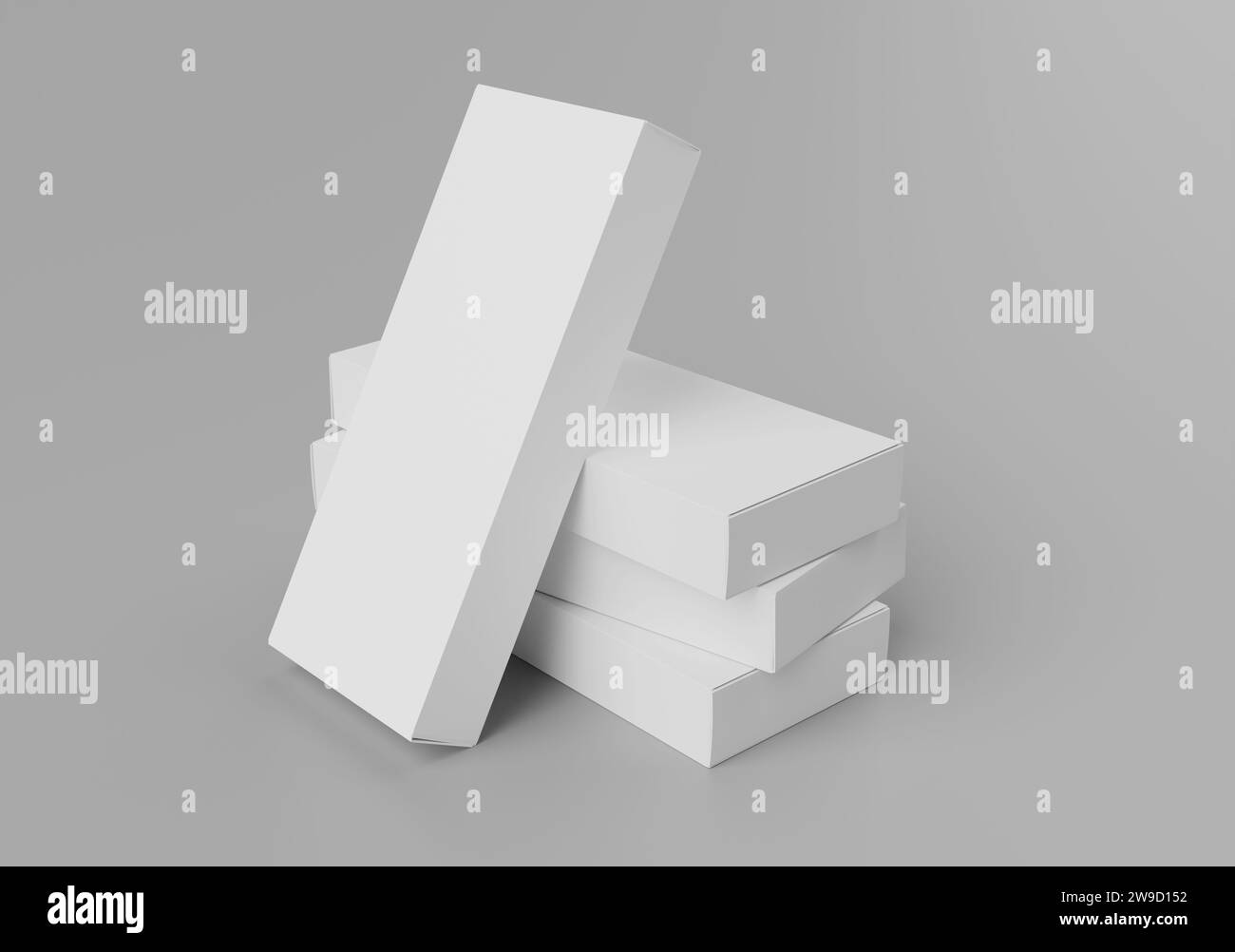 Thin Blank White Boxes Mockup Stack up - 3D Illustration Render Stock ...