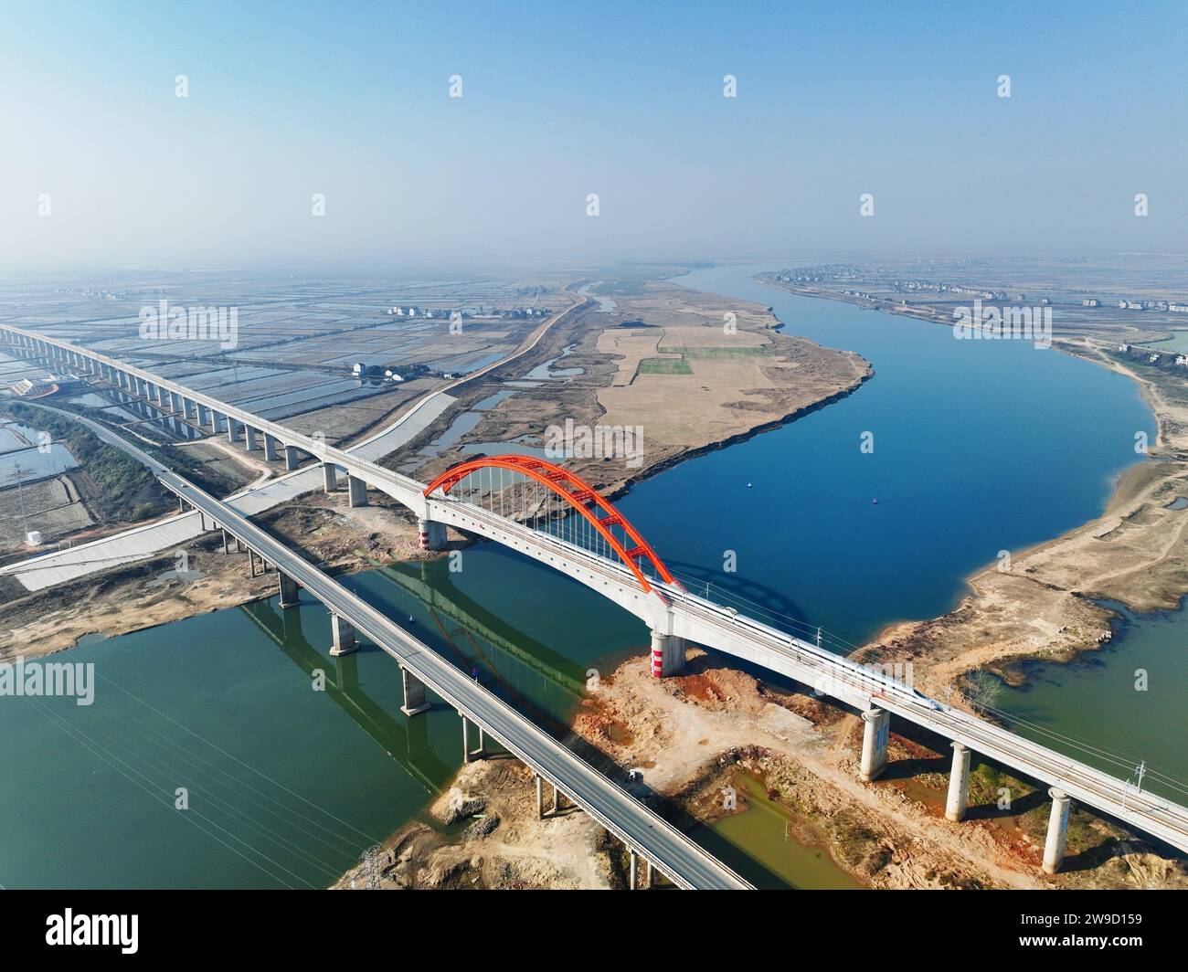 Nanchang. 27th Dec, 2023. This aerial photo taken on Dec. 27, 2023 ...