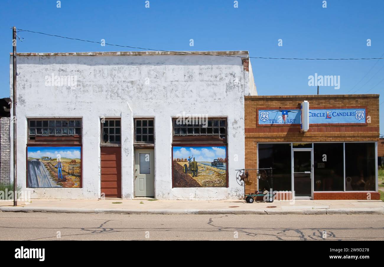 refurbished old buildings in Mclean on route 66 Texas Stock Photo - Alamy