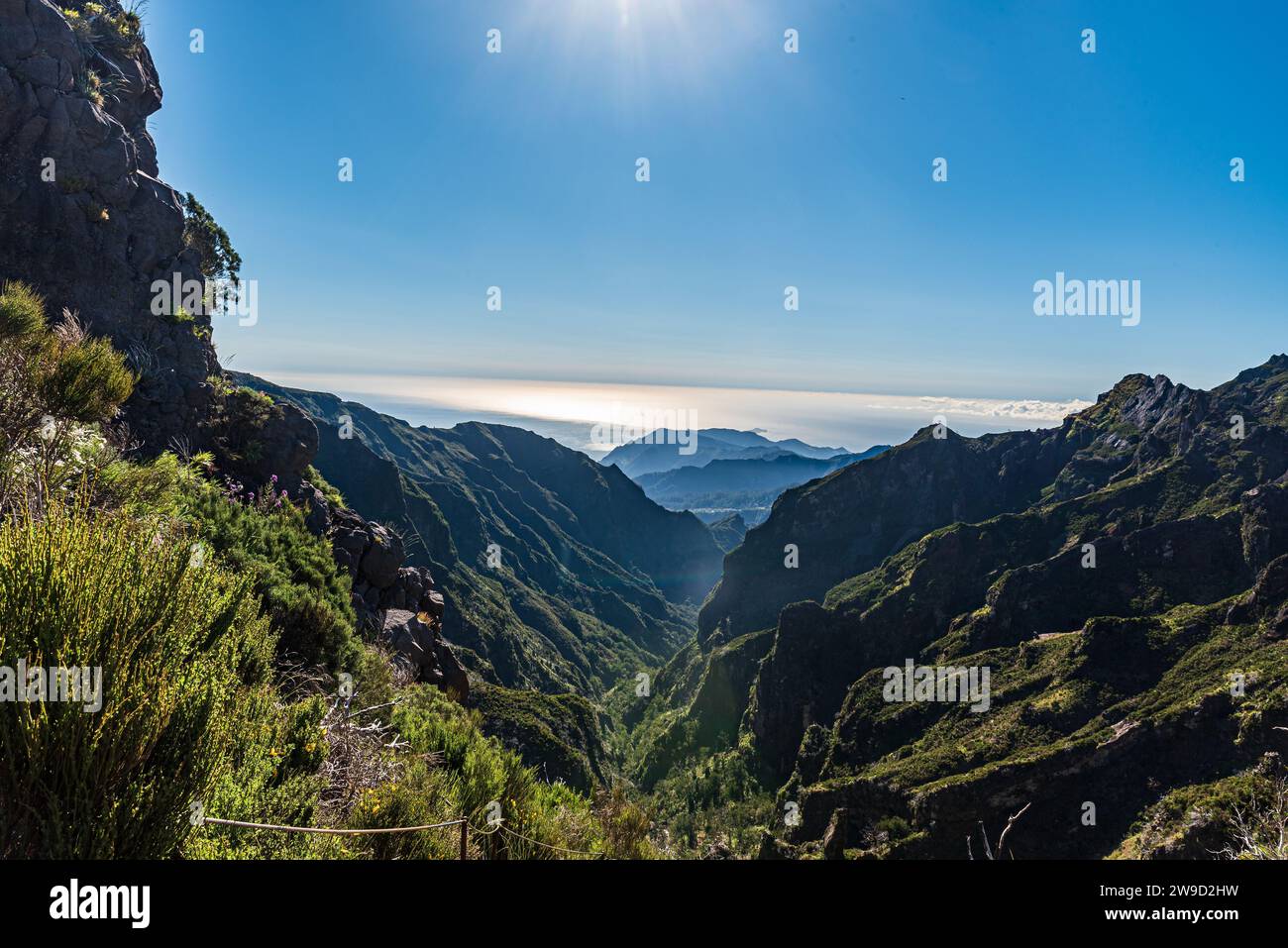 View from famous Vereda do Areeiro hiking trail between Pico Ruivo and ...