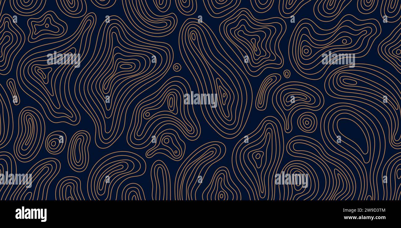 Vector seamless line wave map texture, contour background, abstract ...