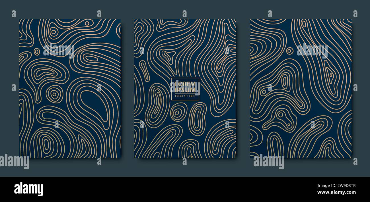 Vector wavy typography line patterns, abstract luxury map background ...