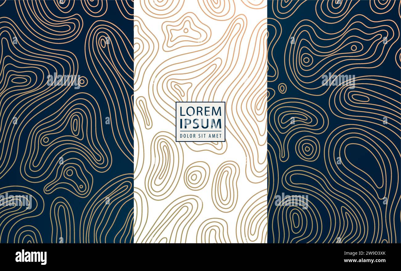 Vector wavy typography line patterns, abstract luxury map background ...