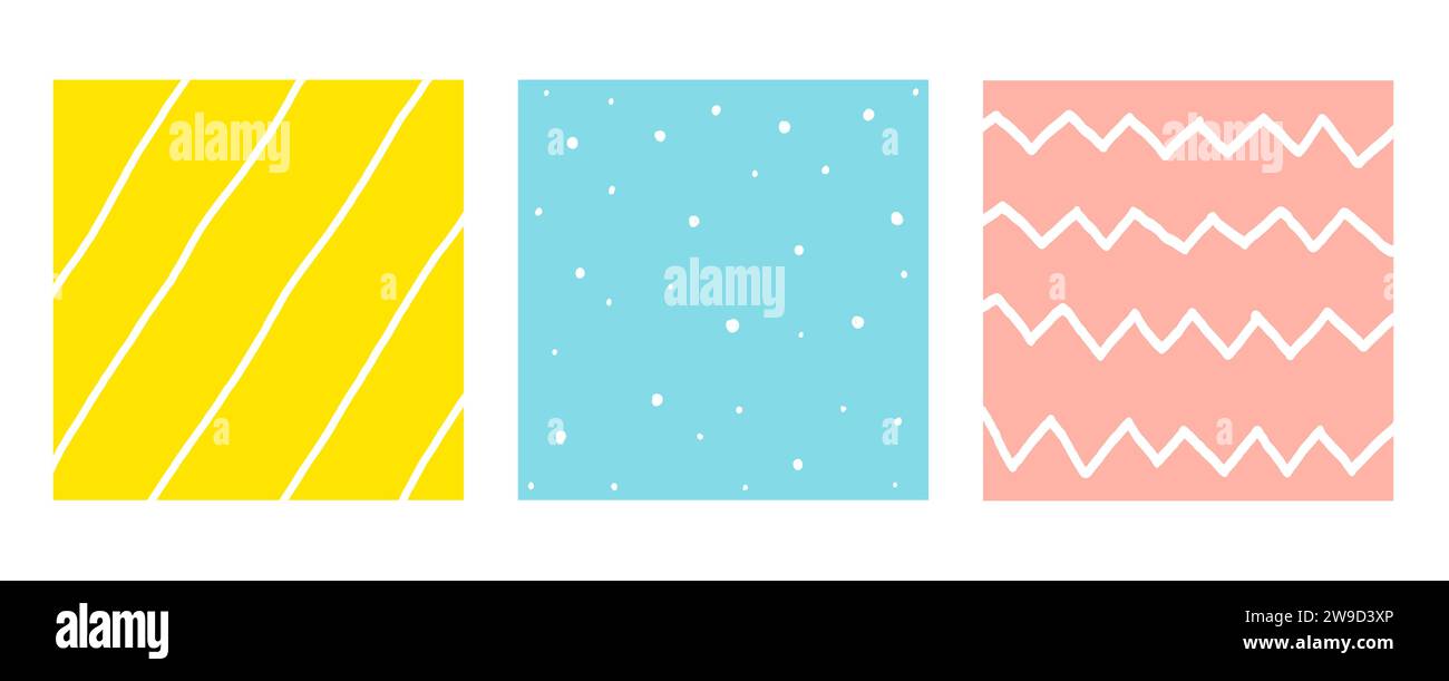 Simple Geometric Hand Drawn Irregular Patterns. Colored Doodle ...