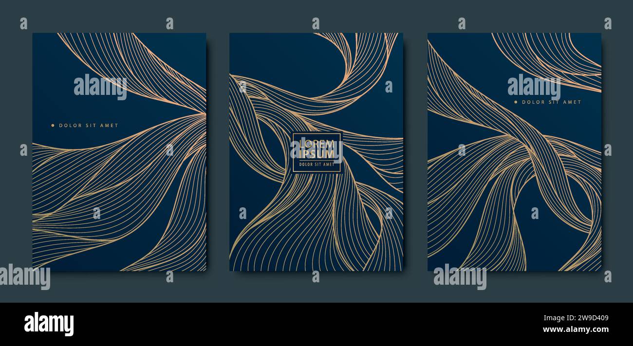 Vector luxury wave patterns, abstract golden and black art design. Art ...