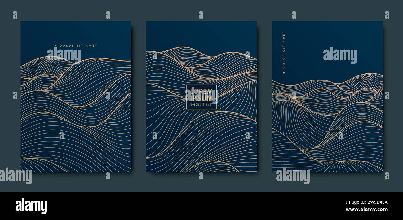 Vector luxury wave pattern, abstract golden and black art design. Art ...