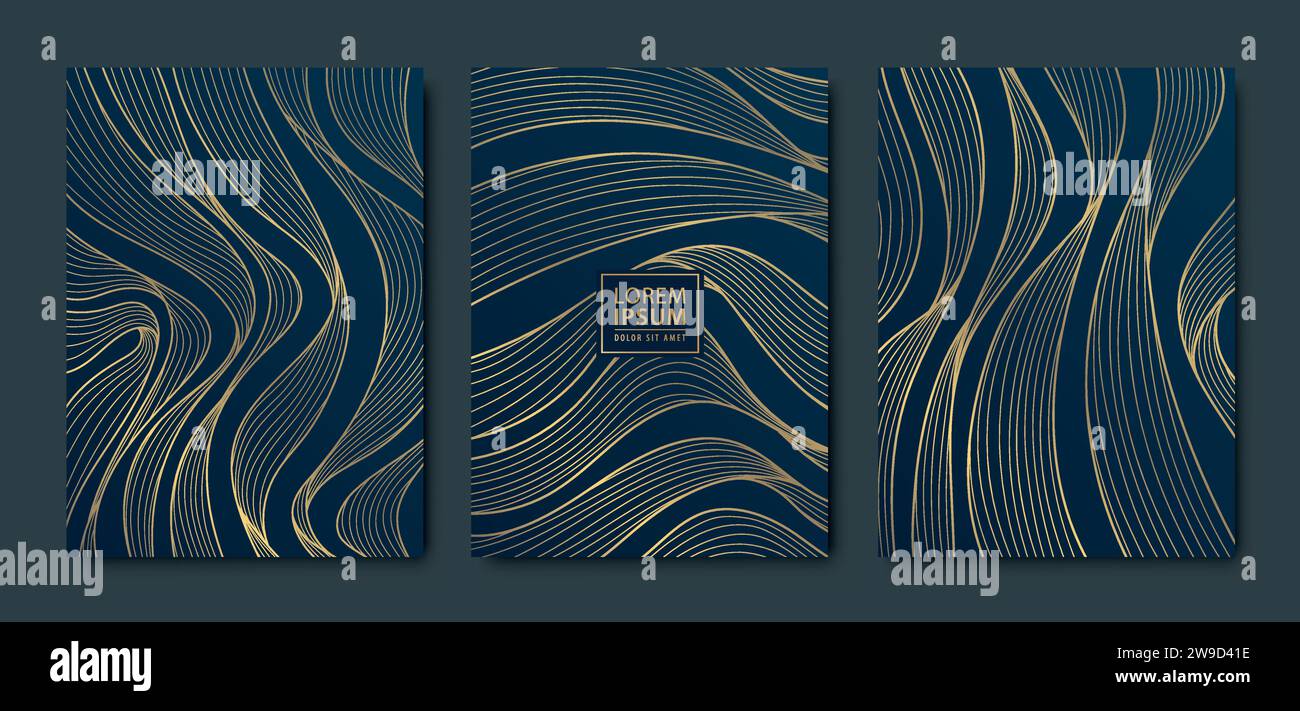 Vector luxury wave patterns, abstract golden and black art design. Art ...