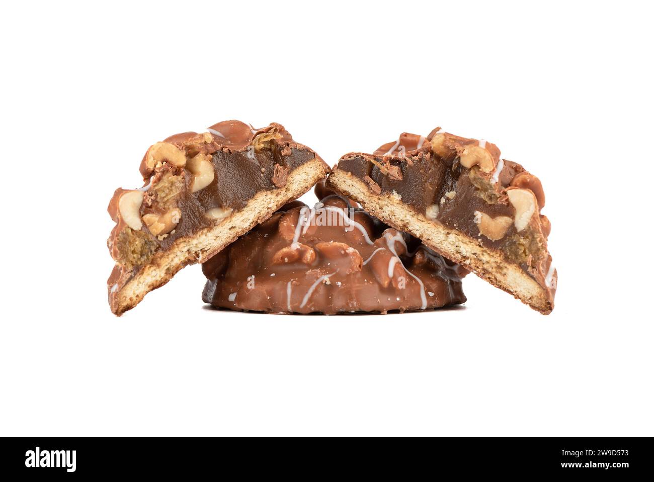 Nut cookies with boiled condensed milk covered with chocolate glaze on ...