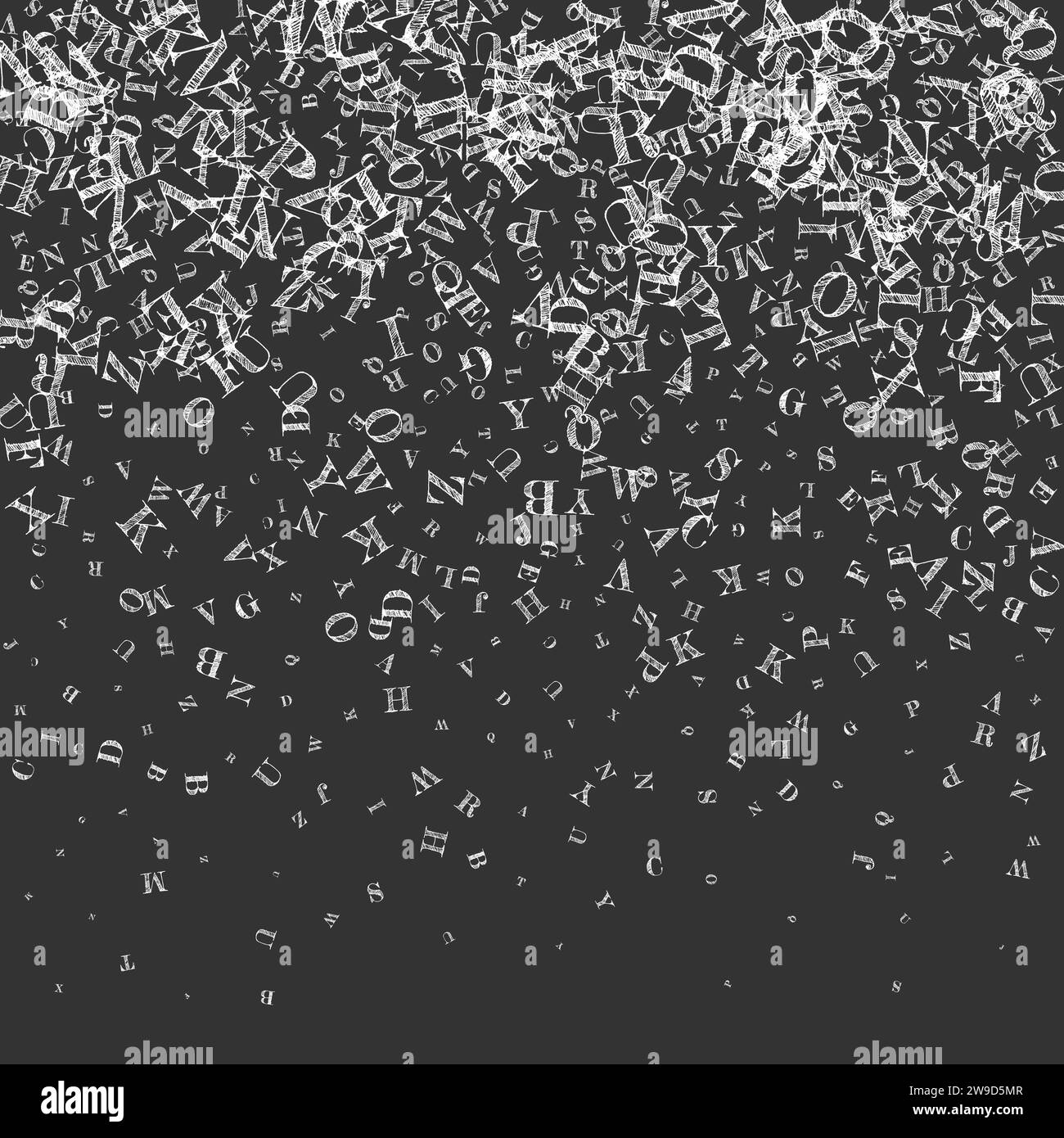 Concept of school background. White chalk falling letters of English ...