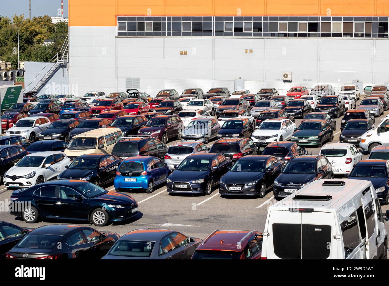 Belarus, Minsk - 06 october, 2023: Rows of cars in the parking lot ...