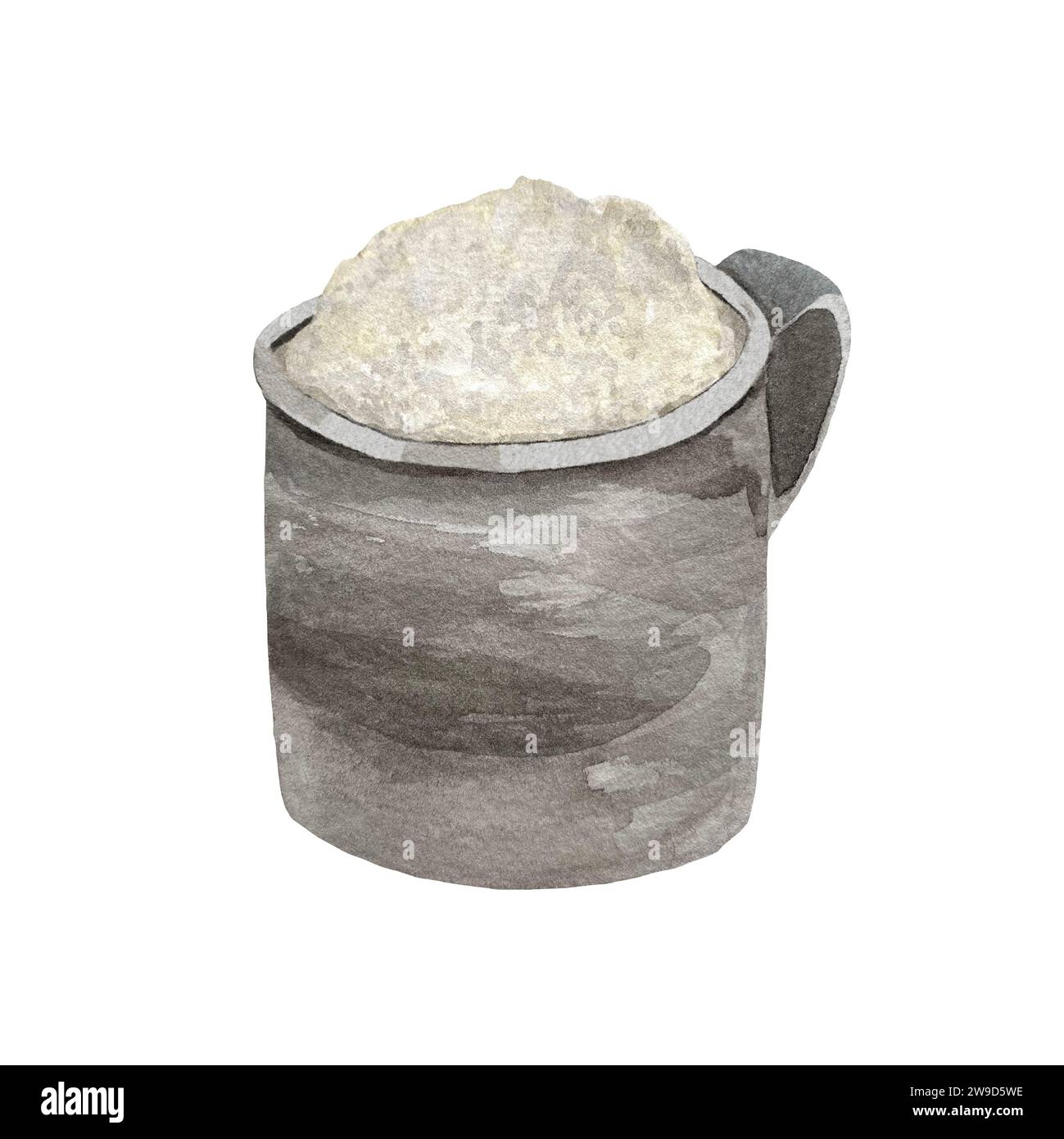 Flour beaker grey hand drawn watercolor sketch Stock Photo - Alamy