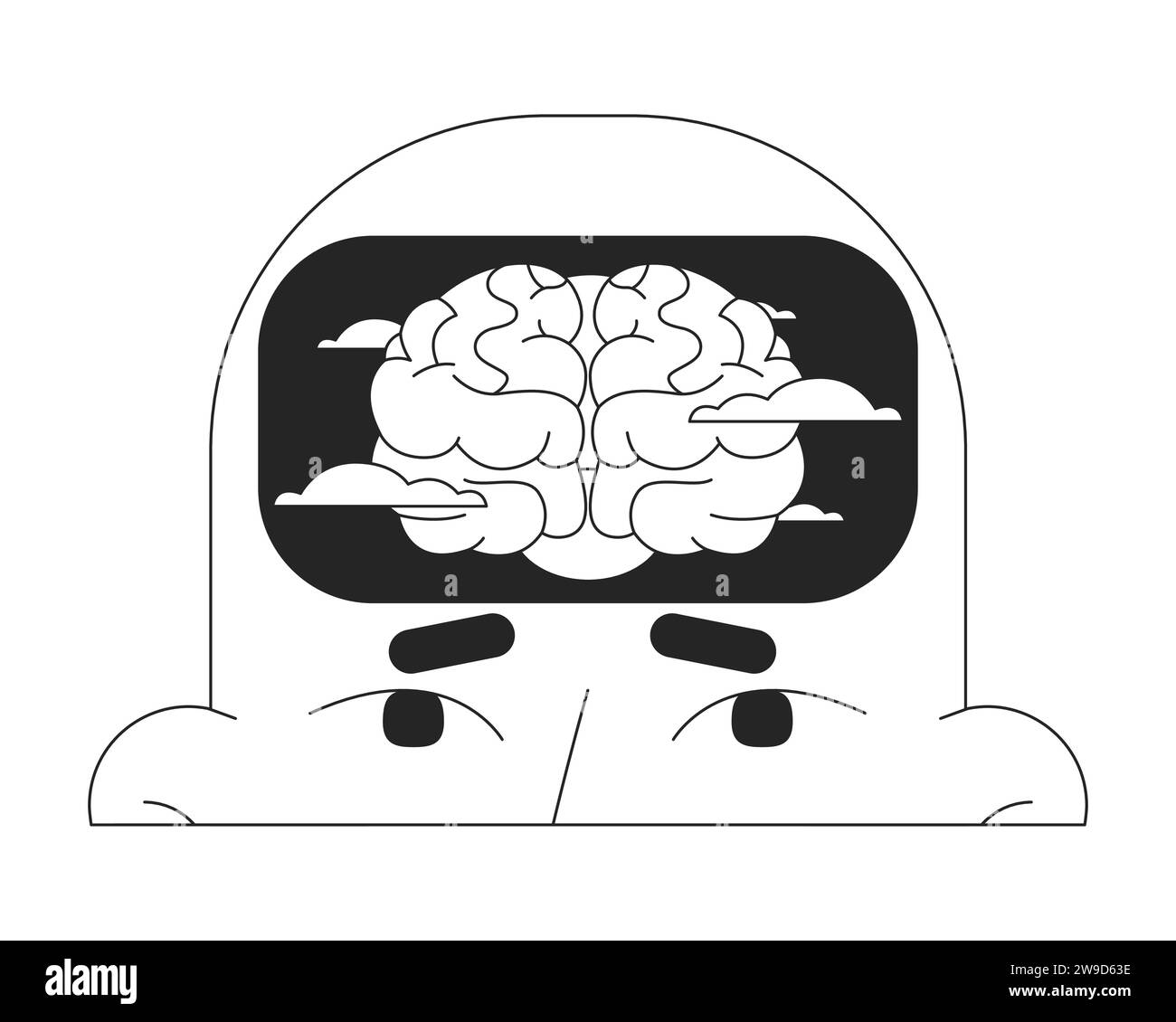 Brain fog black and white 2D illustration concept Stock Vector Image ...