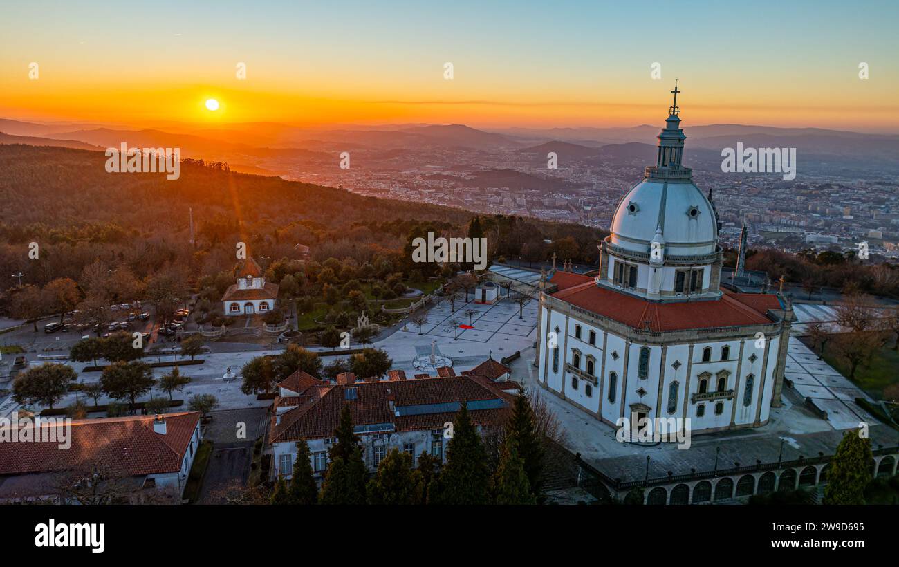 An aerial view of the Sanctuary of Our Lady of Sameiro in Braga ...