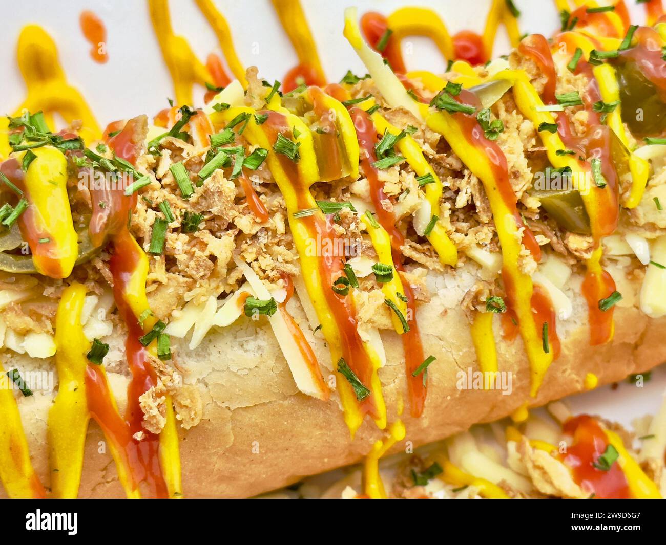 Hot dog topped ketchup hi-res stock photography and images - Alamy