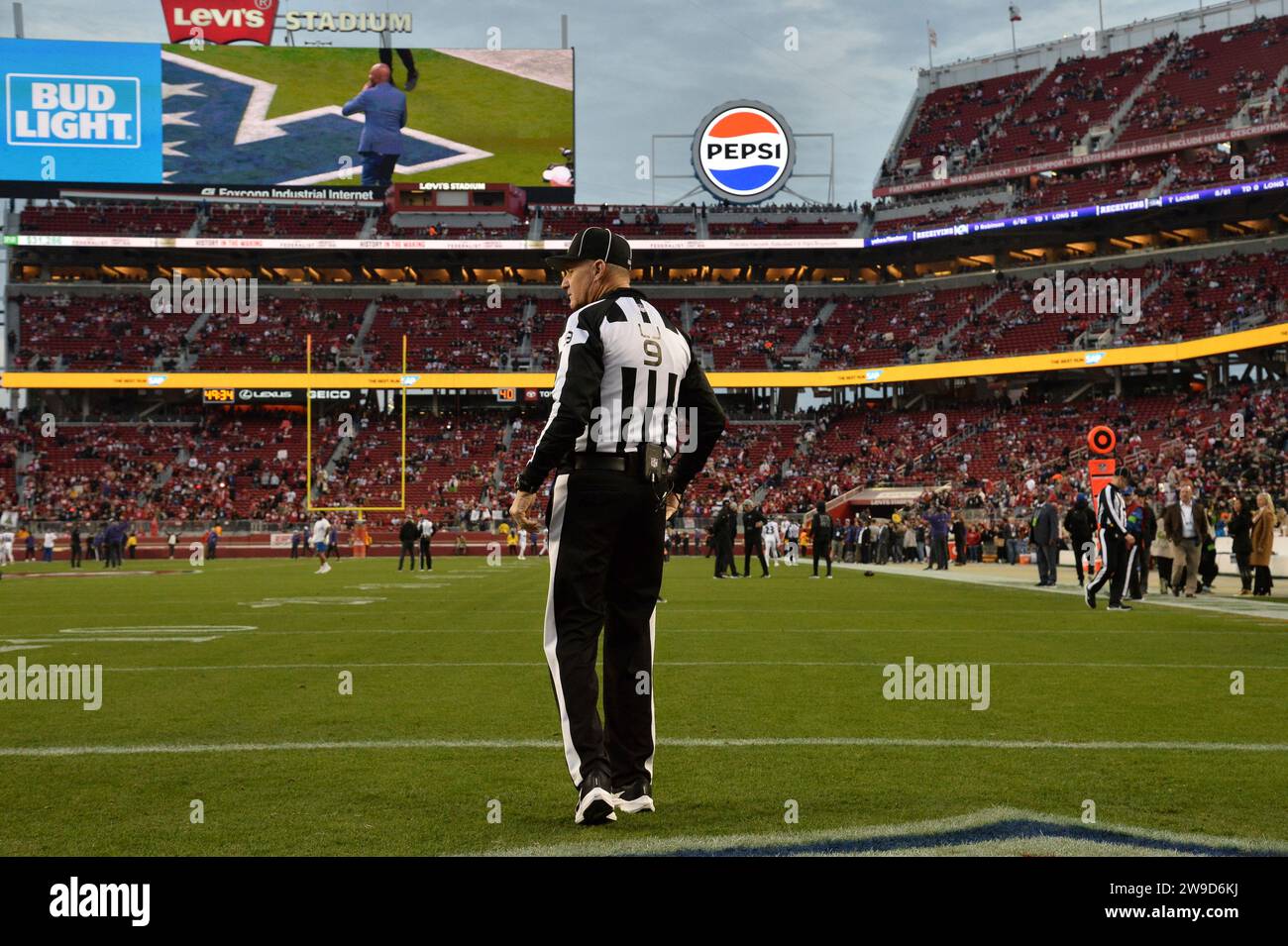 Line judge Mark Perlman (9) on the field during an NFL football game ...