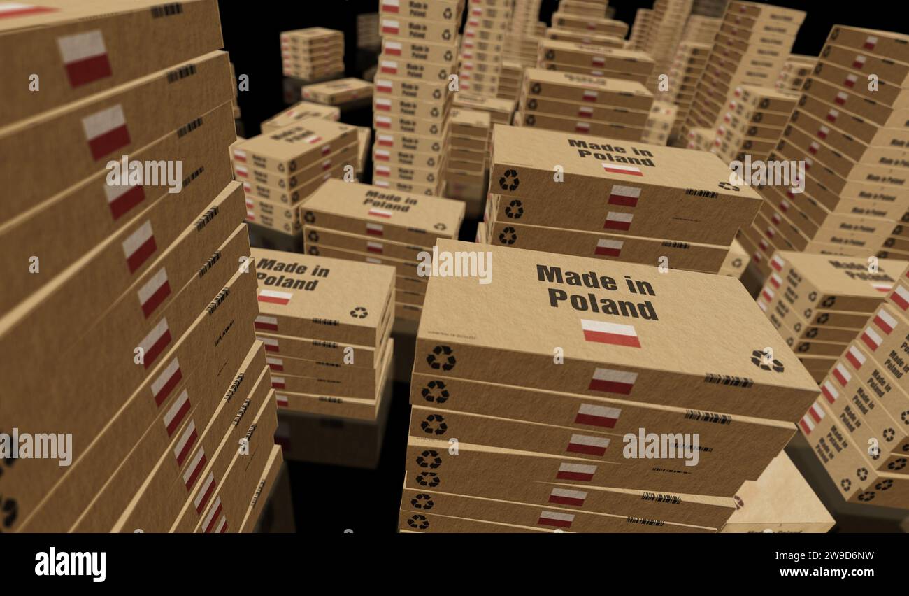Made in Poland box production line. Manufacturing and delivery. Product ...