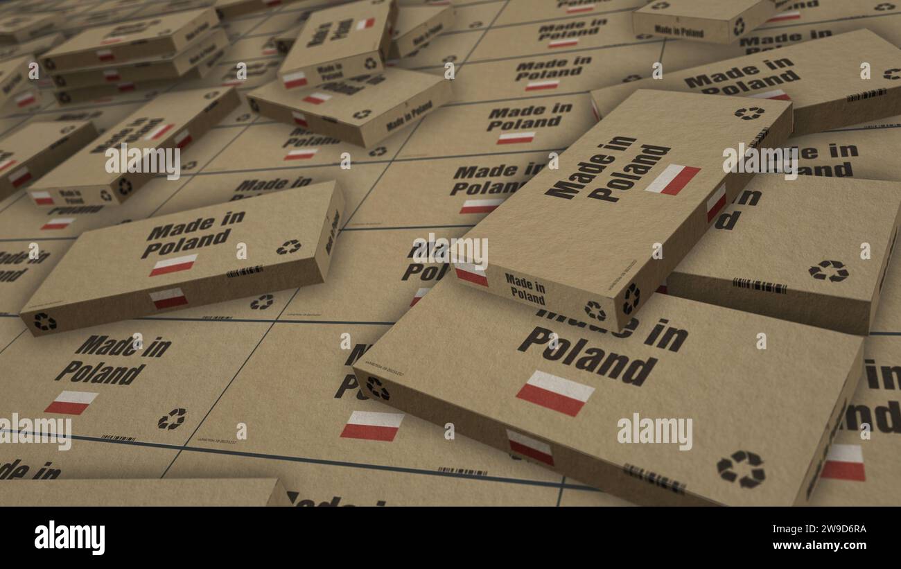 Made in Poland box production line. Manufacturing and delivery. Product ...