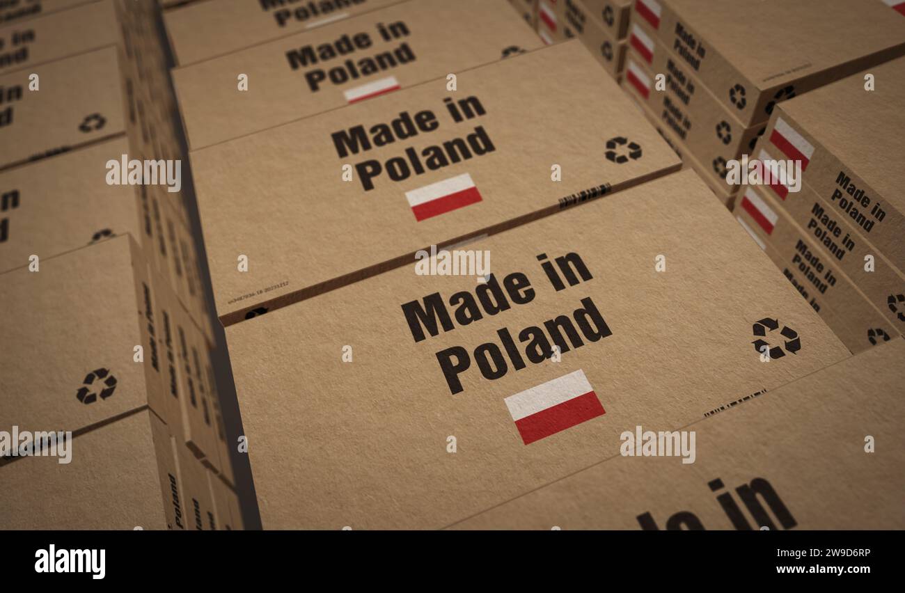 Made in Poland box production line. Manufacturing and delivery. Product ...