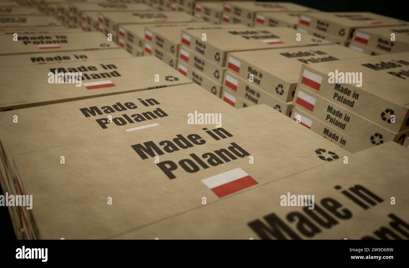 Made in Poland box production line. Manufacturing and delivery. Product ...