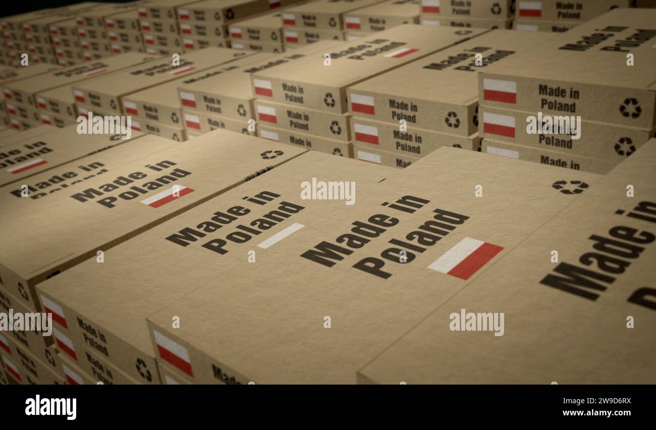 Made in Poland box production line. Manufacturing and delivery. Product ...