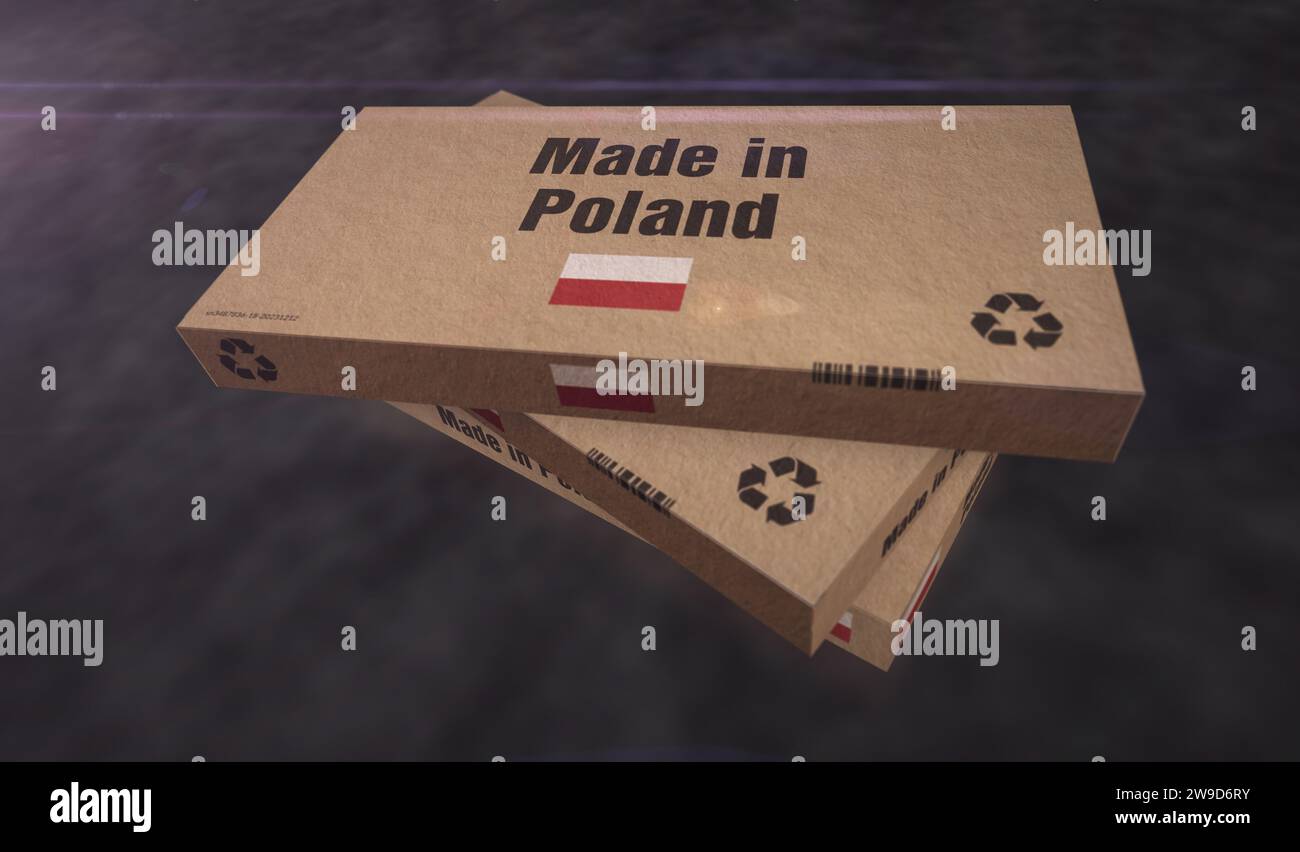 Made in Poland box production line. Manufacturing and delivery. Product ...