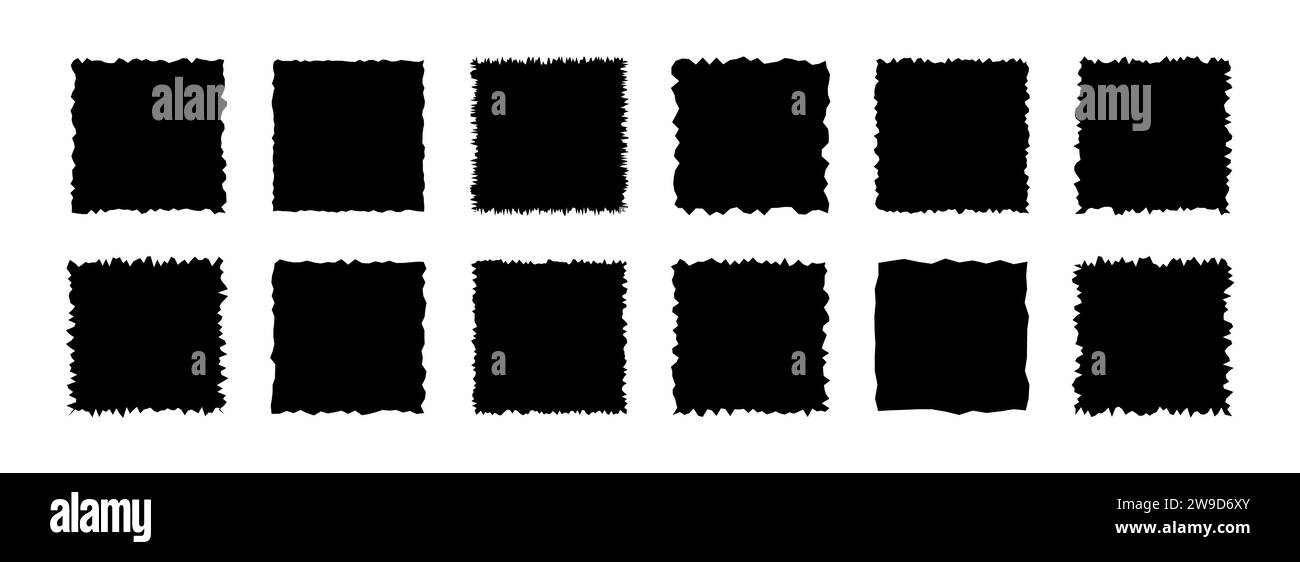 Rectangles paper with roughly torn edges. Jagged geometric shapes for ...