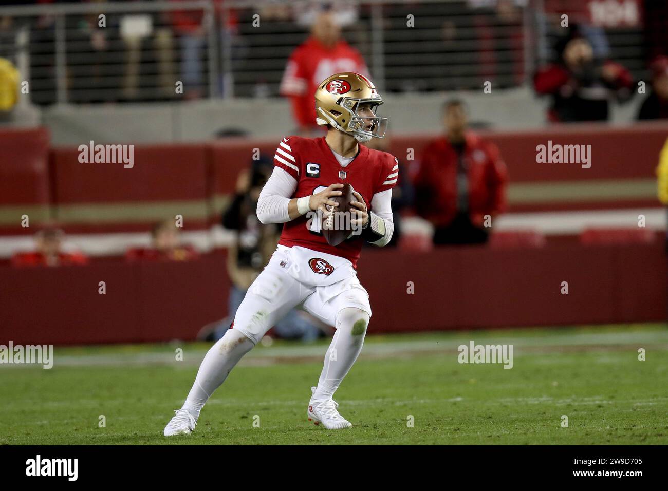 San Francisco 49ers quarterback Brock Purdy (13) looks to throw during ...