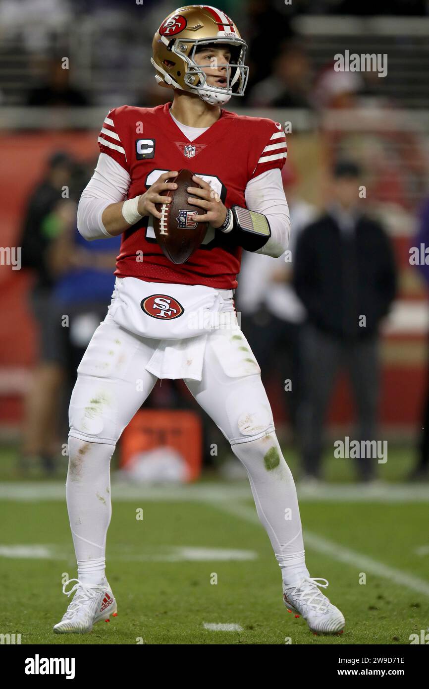 San Francisco 49ers quarterback Brock Purdy (13) looks to throw during ...