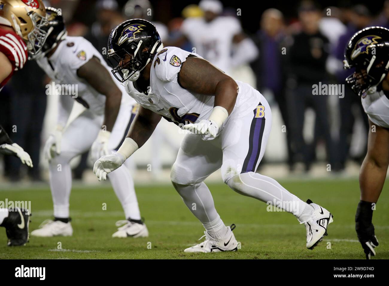 Baltimore Ravens defensive tackle Broderick Washington (96) blocks ...