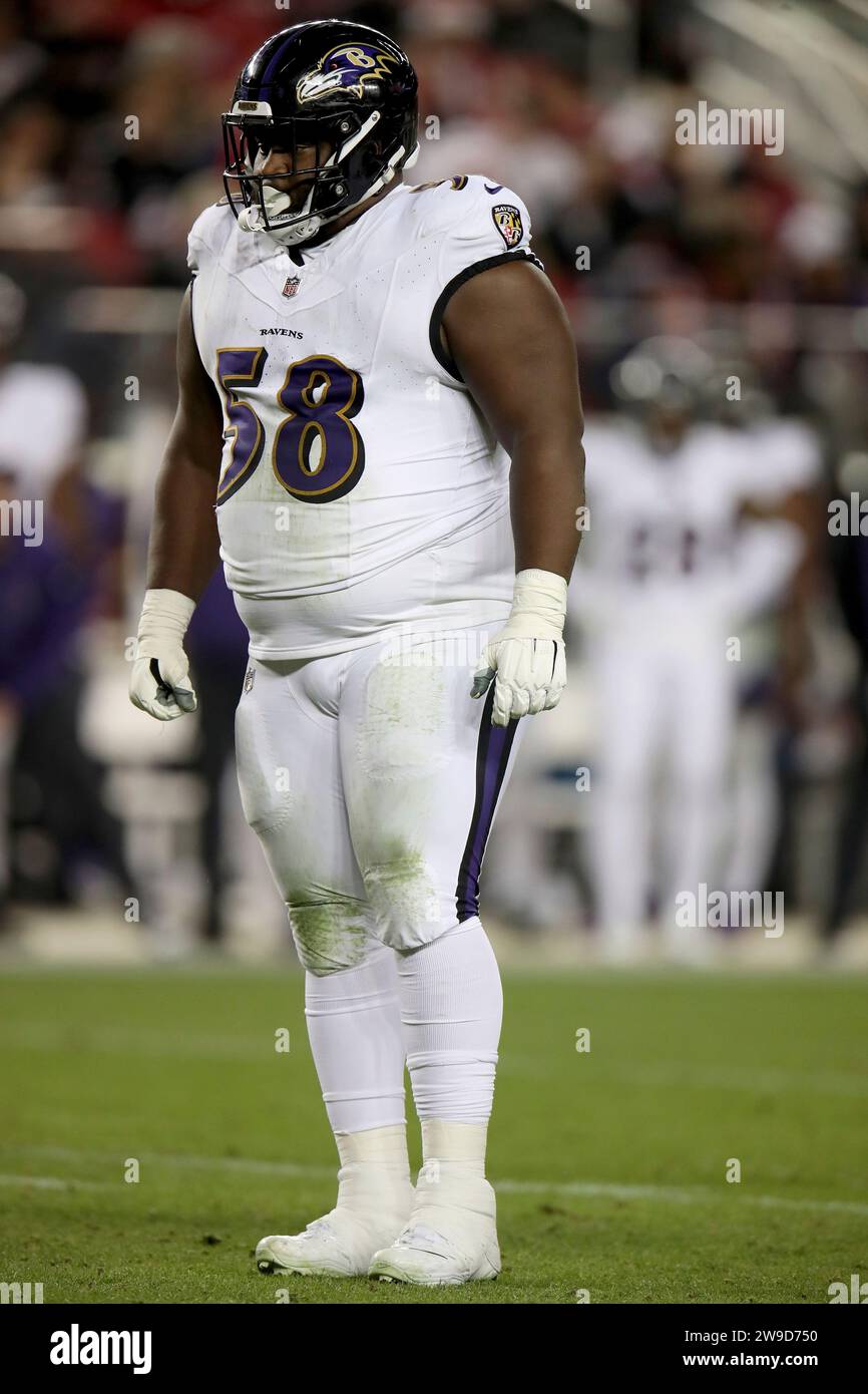Baltimore Ravens defensive tackle Michael Pierce (58) on the line of ...