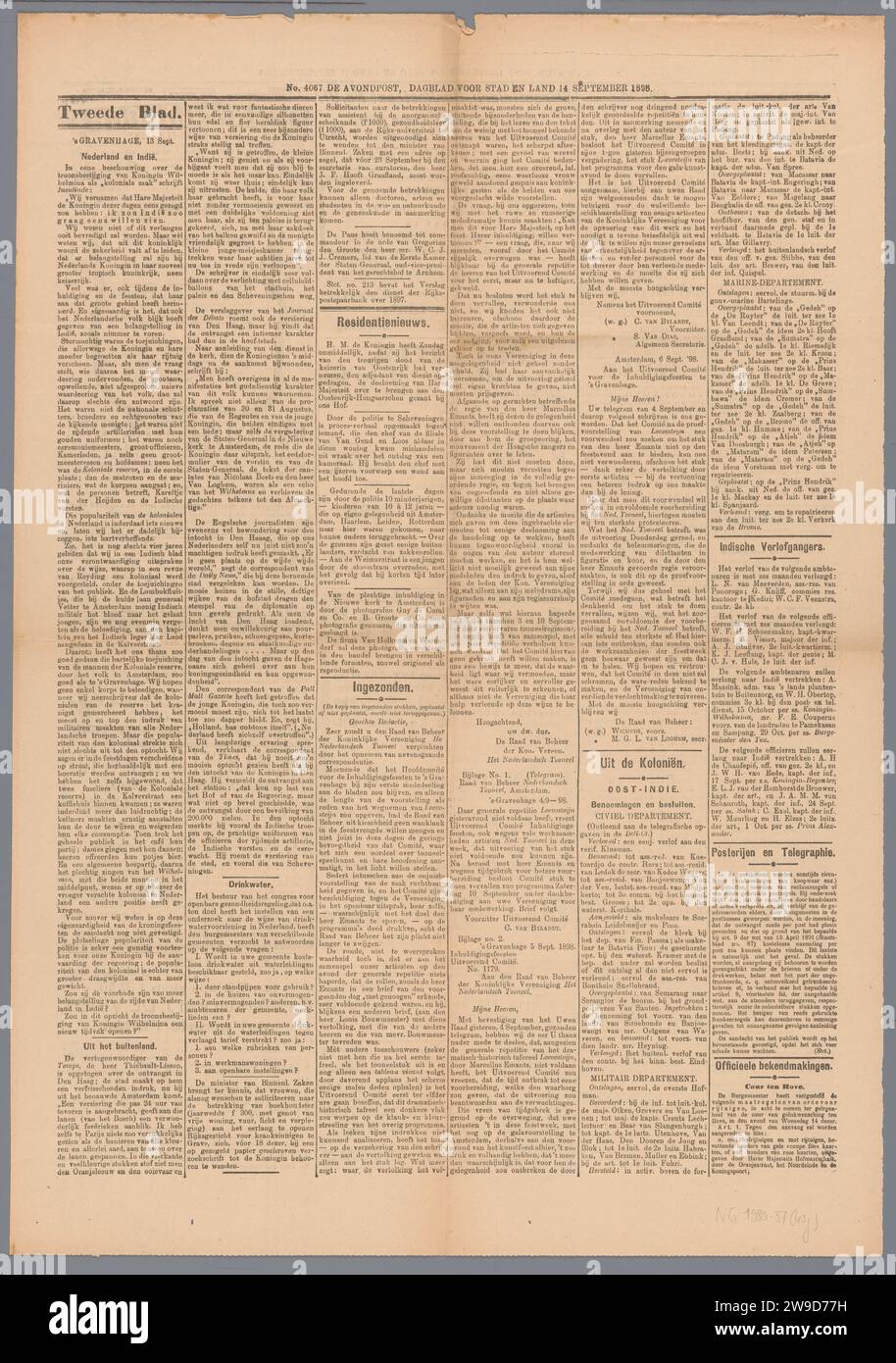 The evening post; Dagblad voor Stad en Land, De Avondpost, 1898 One of ...