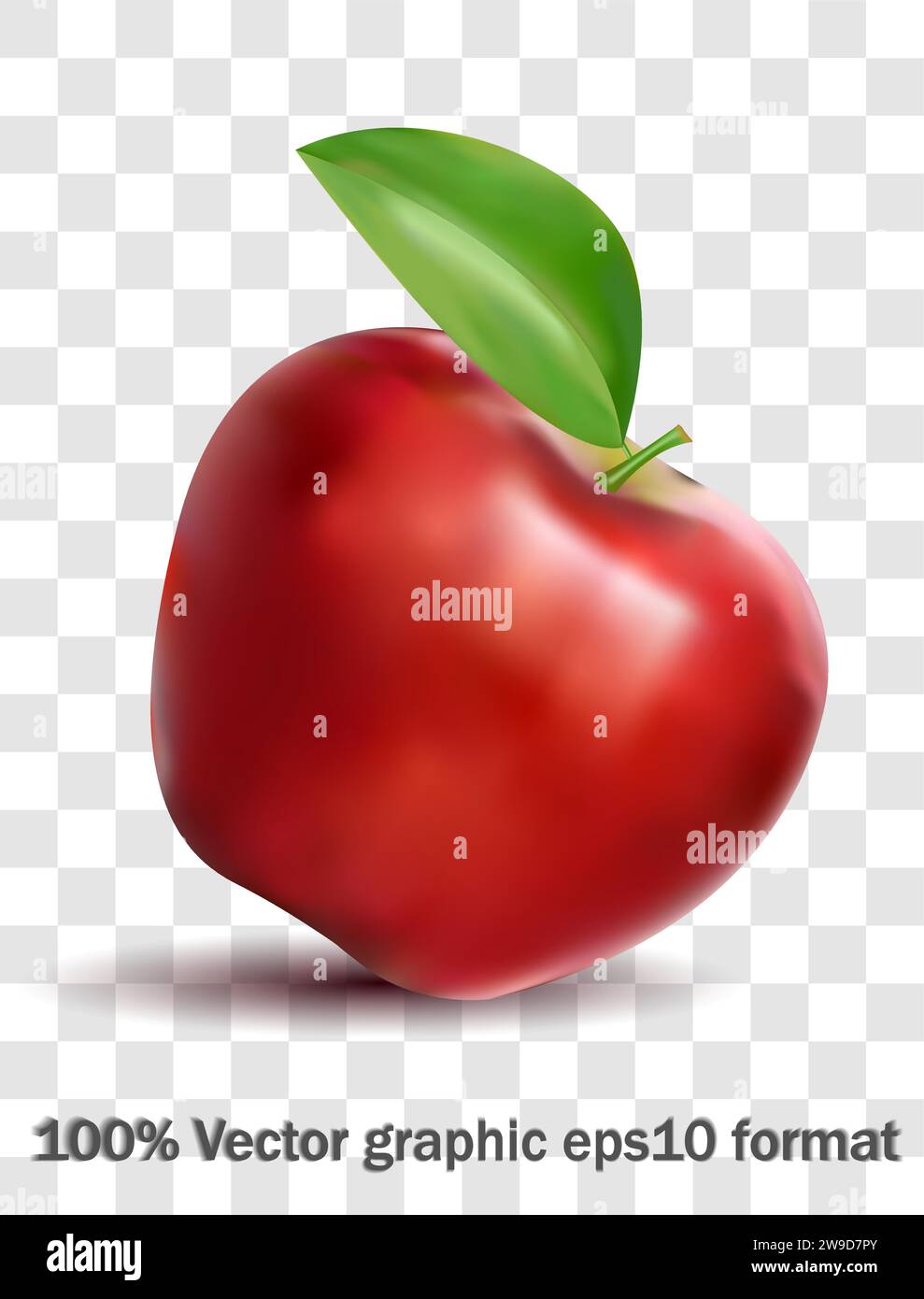 realistic healthy red apple with leaf. Vector in eps 10 format, no ...