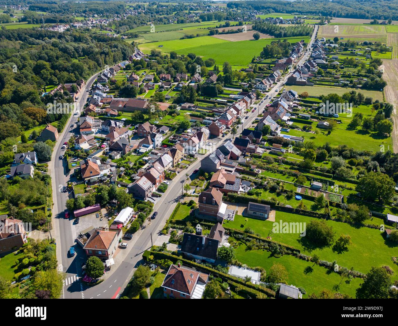 Lembeek, Halle, Vlaams Brabant, Belgium,Sep 5th 2023, This aerial ...