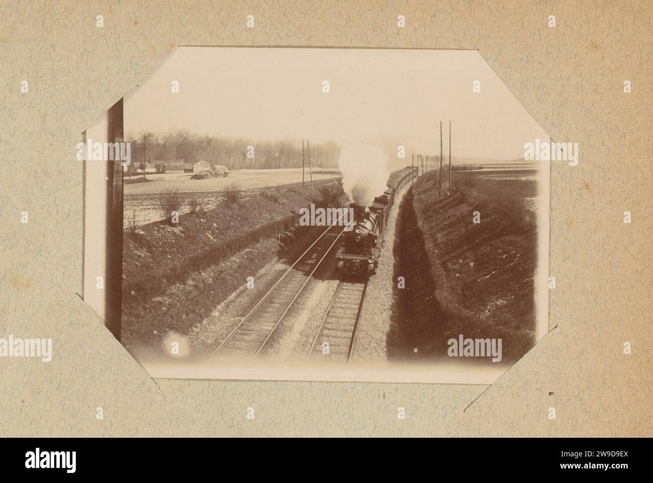Steam train seen from above, Anonymous, 1897 - 1900 photograph This ...