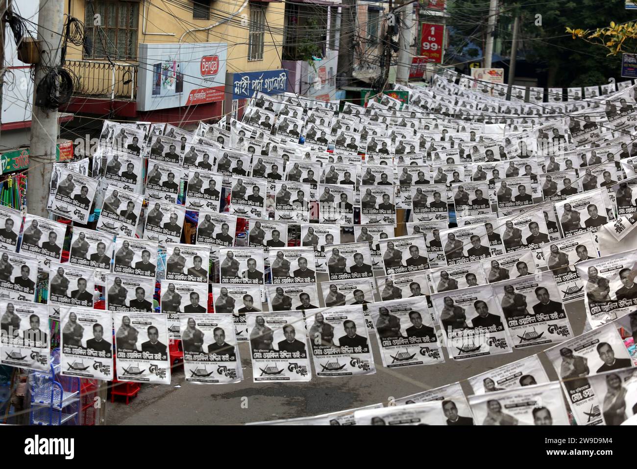 Dhaka, Wari, Bangladesh. 27th Dec, 2023. Posters of the election ...