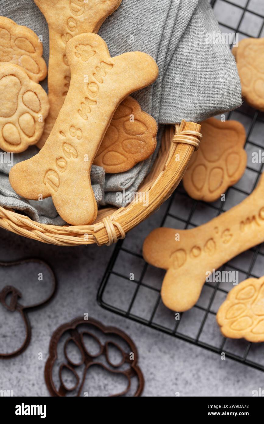 Homemade organic dog biscuits. Cookies for dog with different shape ...