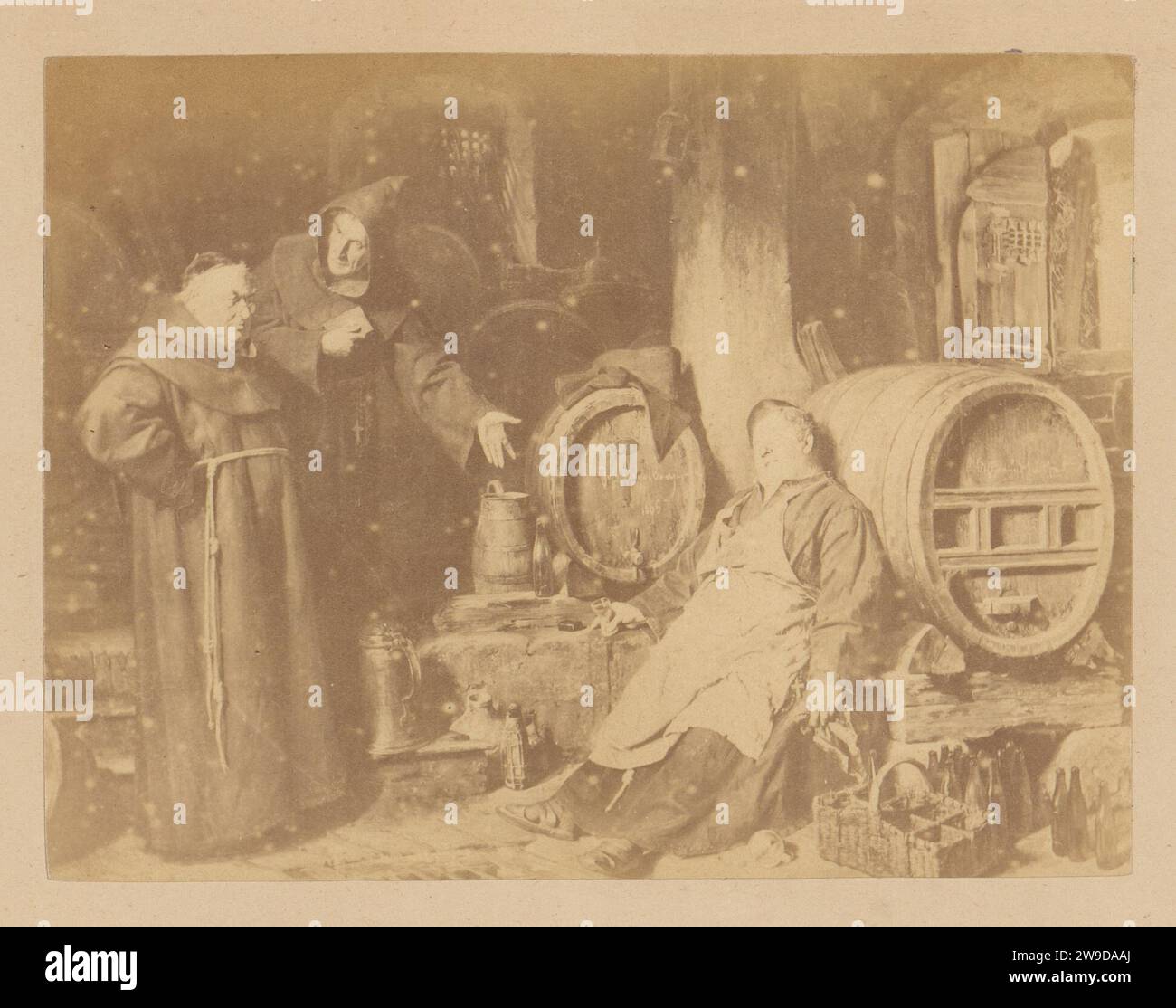 Photo production of a painting with two monks who find a drunken ...